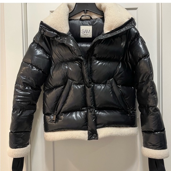 SAM. | Jackets & Coats | Sam Black Puffer Genuine Shearling Jacket Euc ...